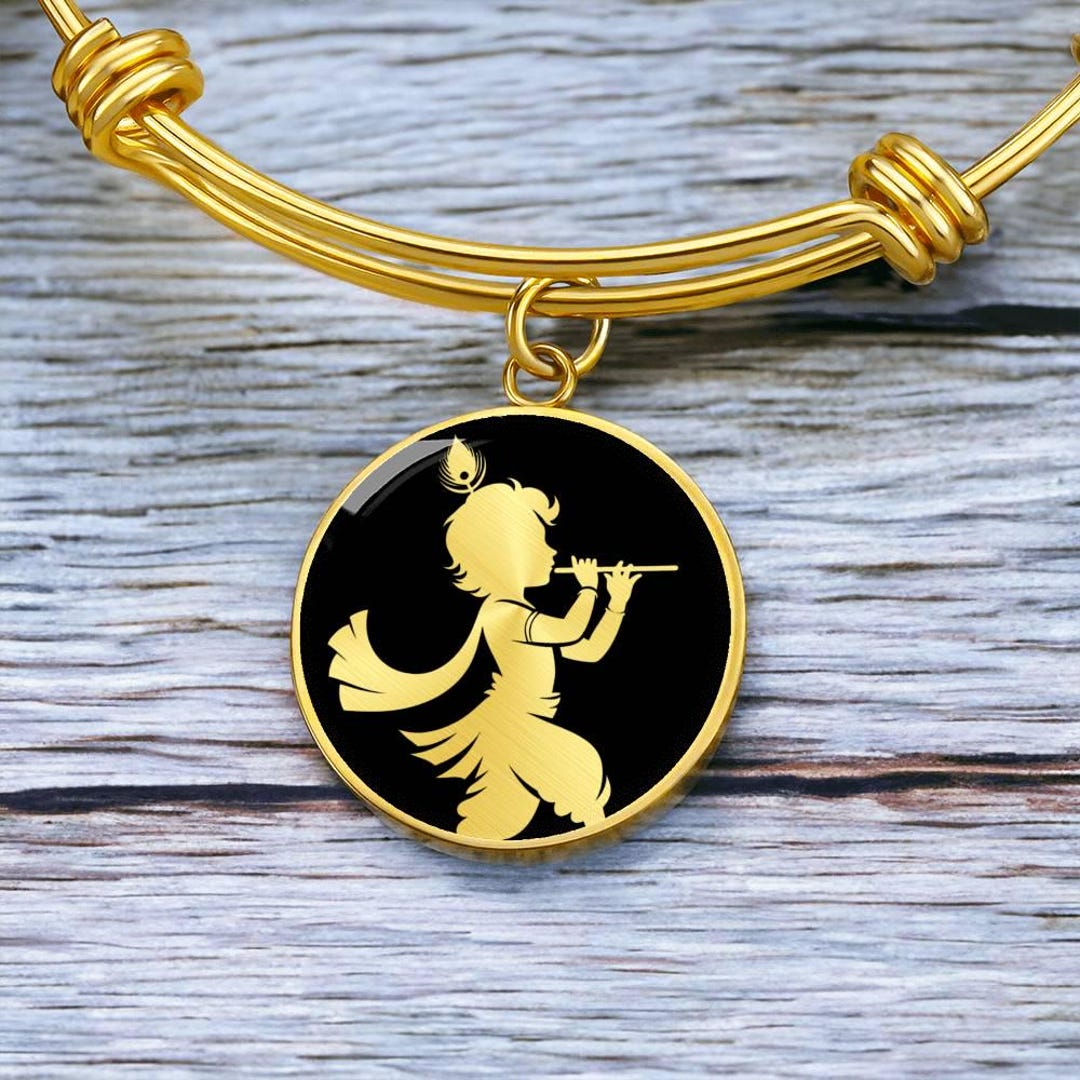 Krishna Bangle Bracelet: 18k Gold Finish, Personalized Jewelry - Etsy