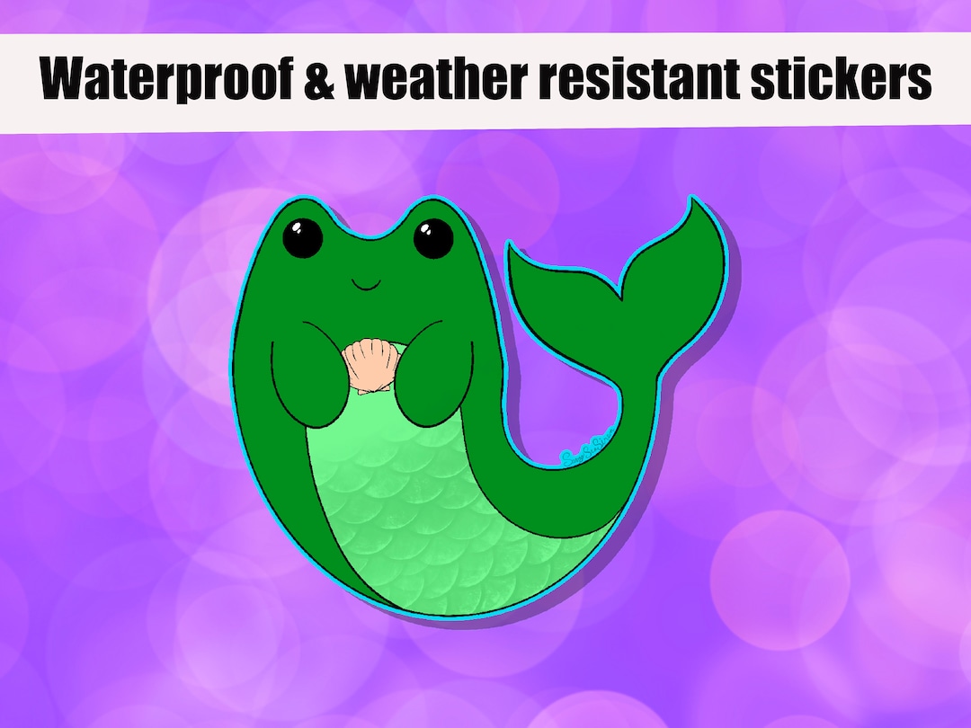 Frog Cottagecore Waterproof Sticker, Mermaid Frog Kawaii Aesthetic ...
