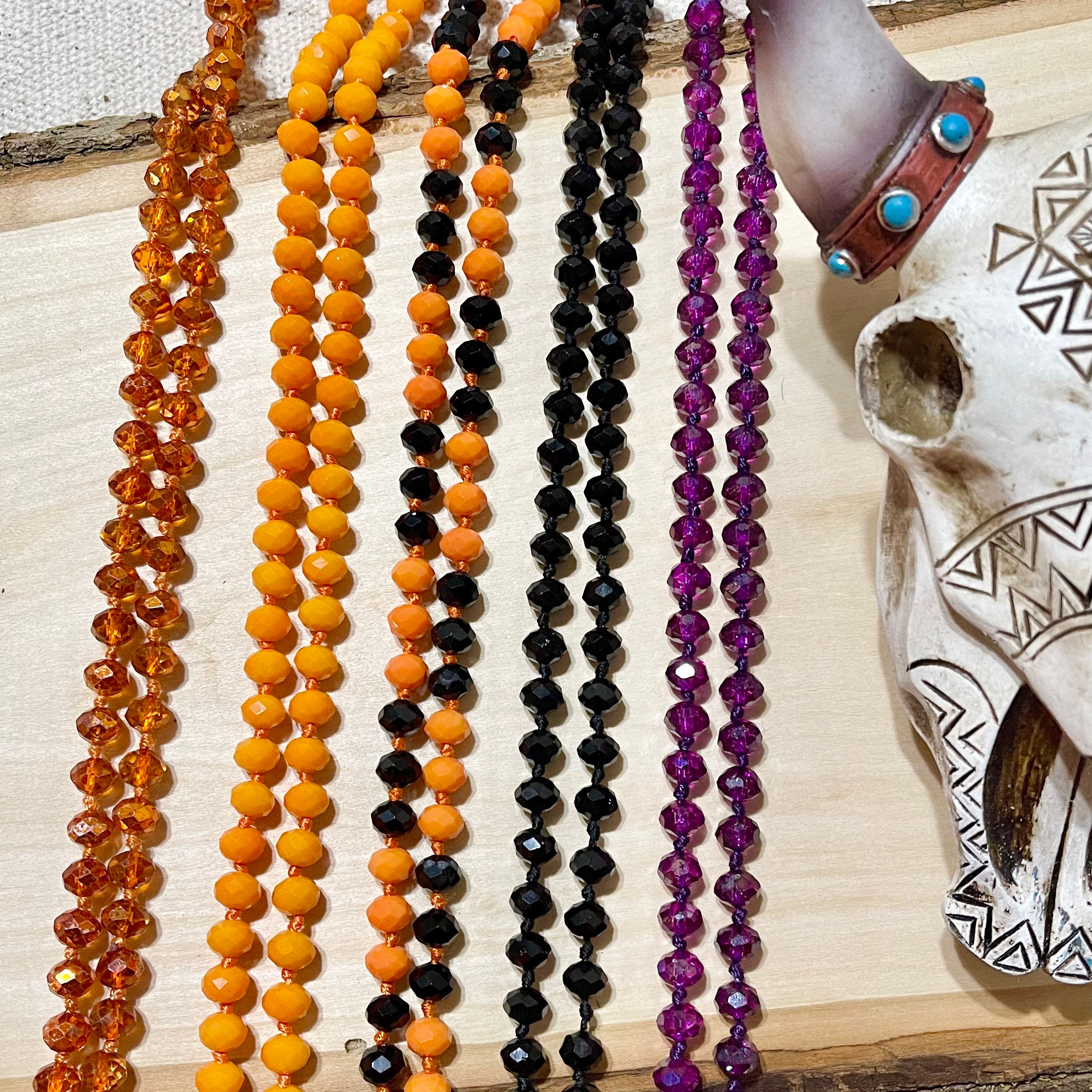 Halloween Knotted Bead Necklace Halloween Bead Necklace Etsy