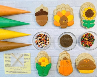 Fall Cookie Kit, Pumpkin Coffee Shop extra Large Cookies Decorating Kit ...
