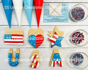 4th of July Cookie Decorating Kit, DIY Memorial Day Decorating Cookies ...