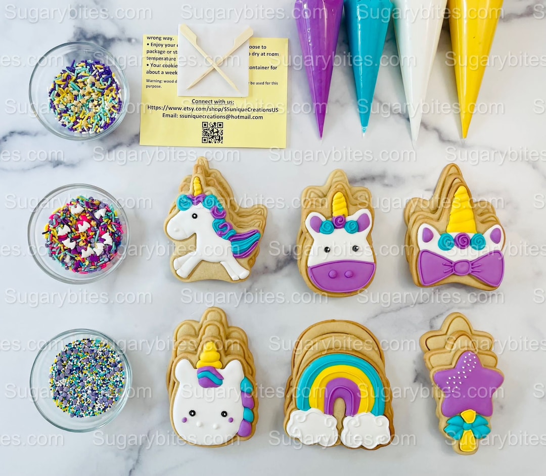 Unicorn Cookies, Unicorn Cookie Kit, Unicorn DIY Cookie Kit,rainbow ...