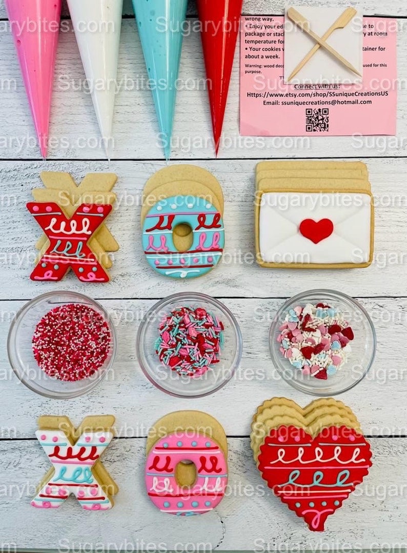 Valentine’s Day Cookie Decorating Kit, Valentines DIY Cookie Kit ...