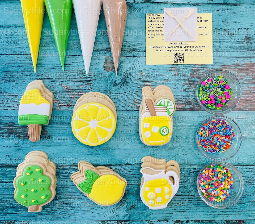 Lemonade Cookie Decorating Kit, Lemonade Stand DIY Cookie Kit, Summer ...