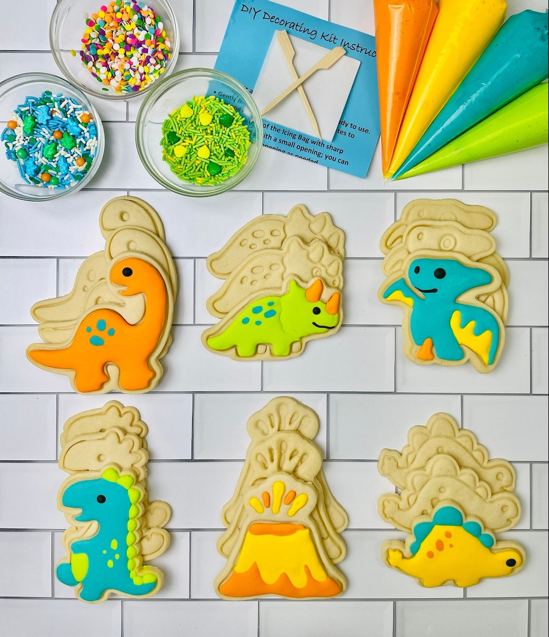 Dinosaur Cookie Decorating Kit With Sprinkles, Birthday Gift - Etsy