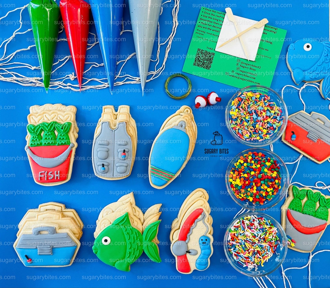 Fishing Cookie Decorating Kit, DIY Fishing Sugar Cookie Kit, **INCLUDES ...