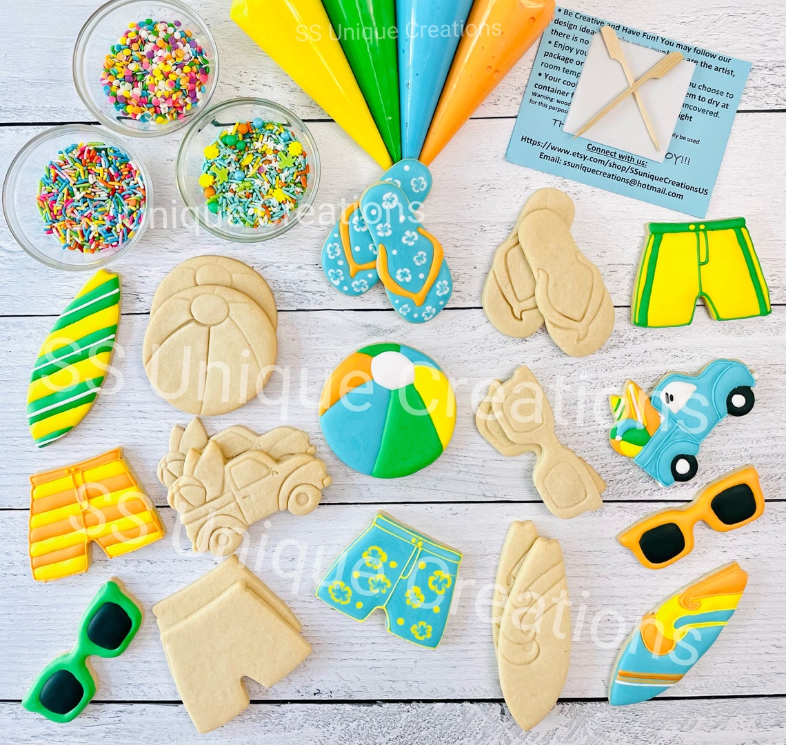 Summer Beach Day Cookie Decorating Kit Summer DIY Decorating | Etsy