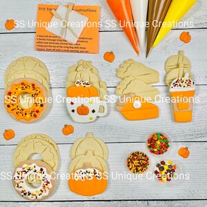Fall Cookie Kit, Pumpkin Coffee Shop (extra Large Cookies) Decorating ...