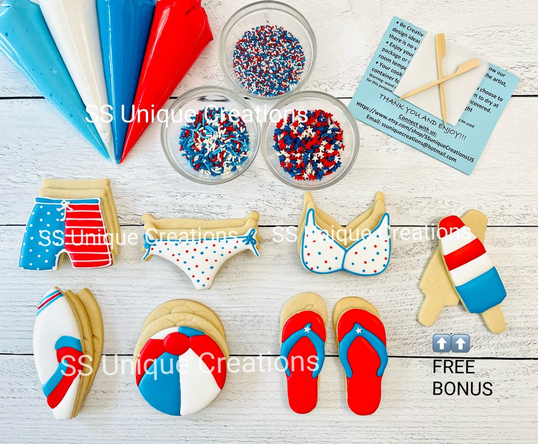 4th of July Cookie Decorating Kit, DIY Memorial Day Decorating Cookies ...