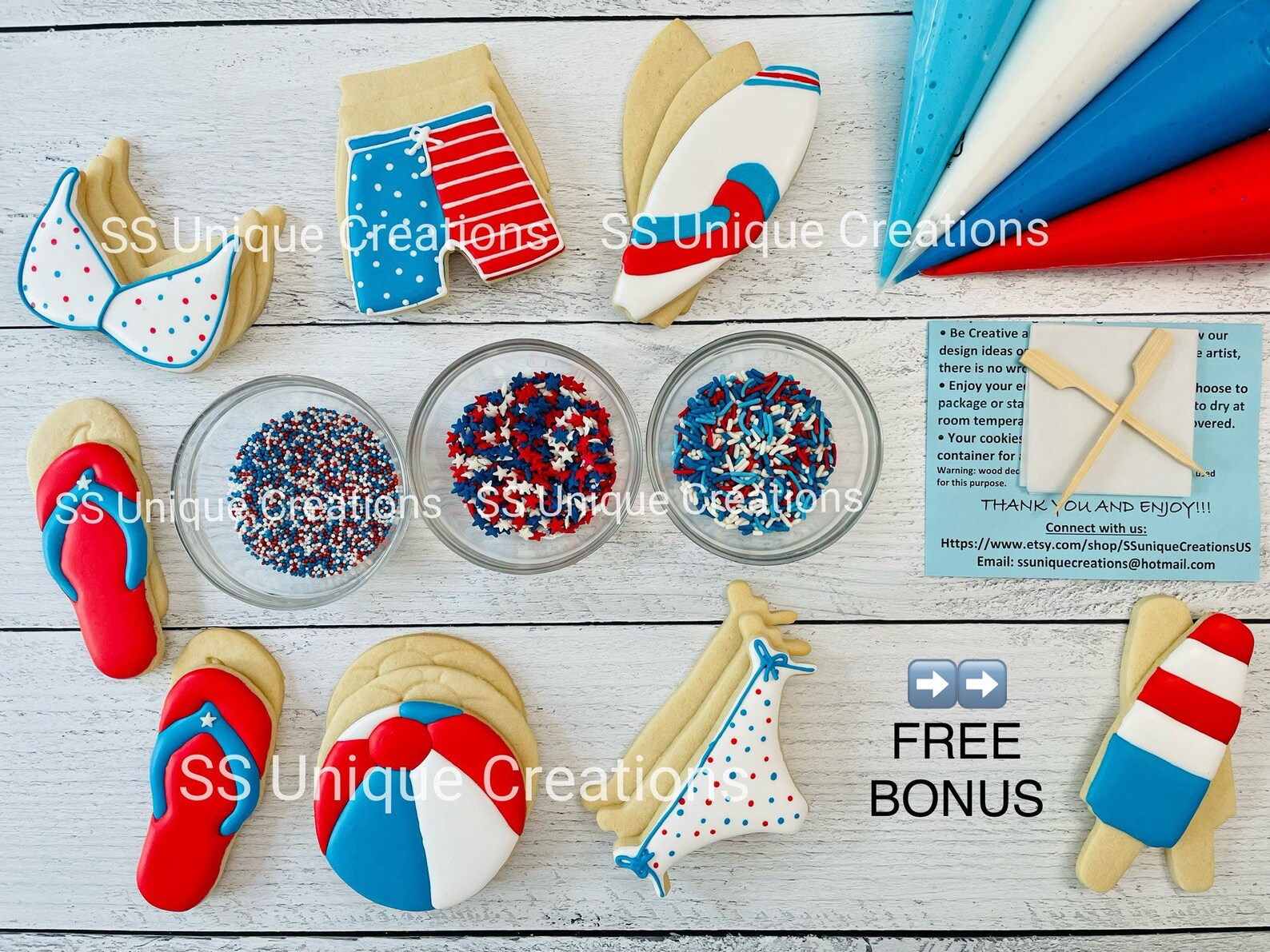 4th of July Cookie Decorating Kit, DIY Memorial Day Decorating Cookies ...