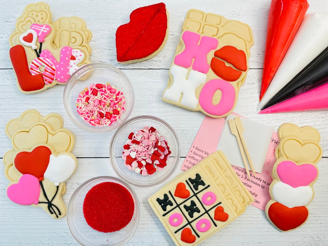 Valentines Cookie Decorating Kit, Valentine’s Day DIY Cookie Kit (extra ...
