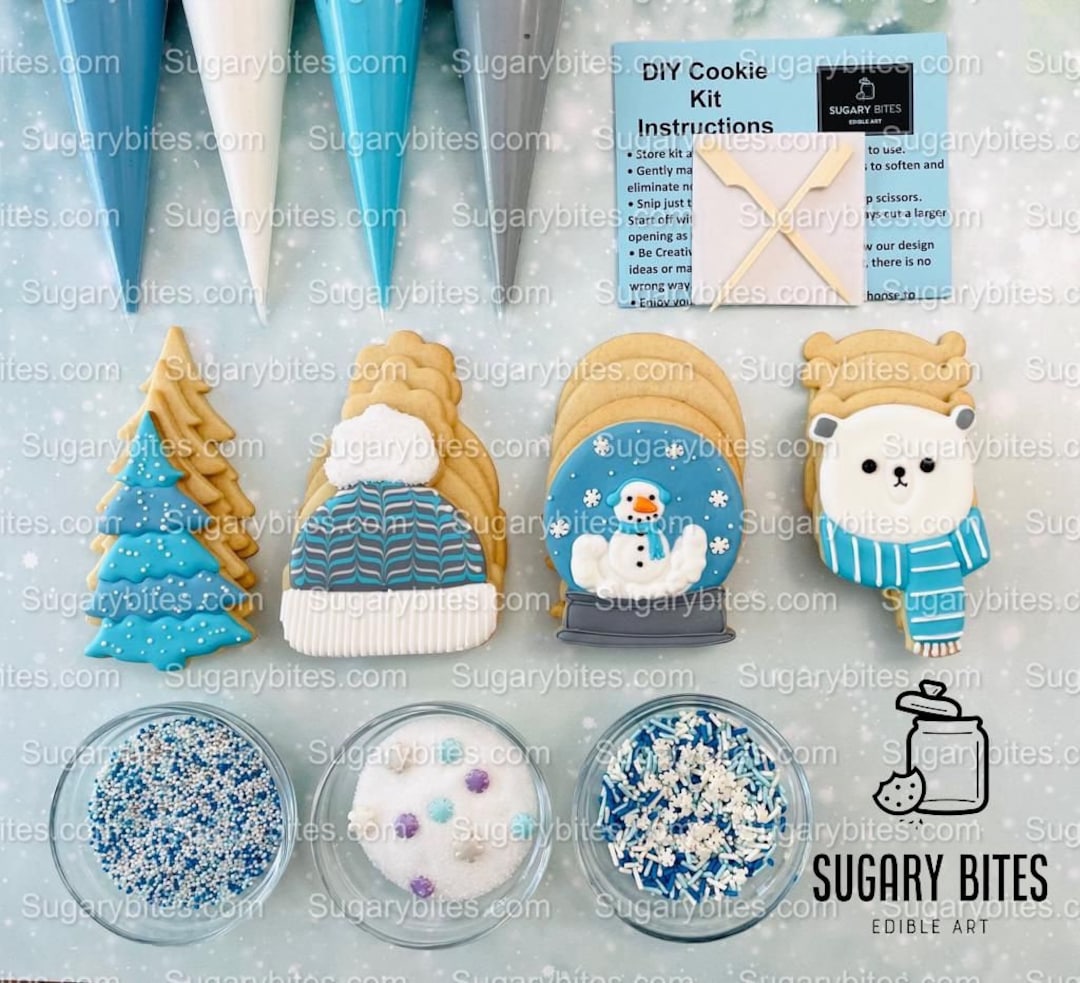 Winter Cookie Decorating Kit, Christmas DIY Cookie Kit, (large Cookies ...