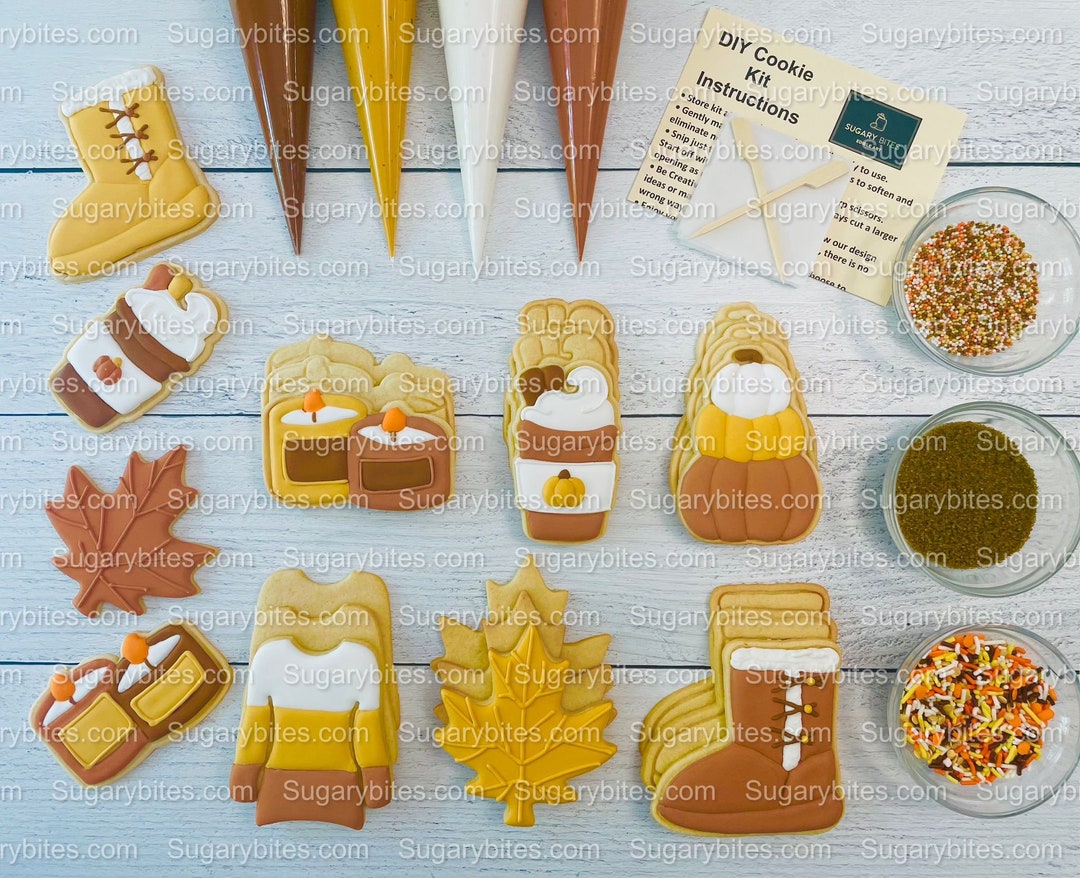 Fall Cookie Decorating Kit, Fall DIY Cookie Kit, (large Cookies ...