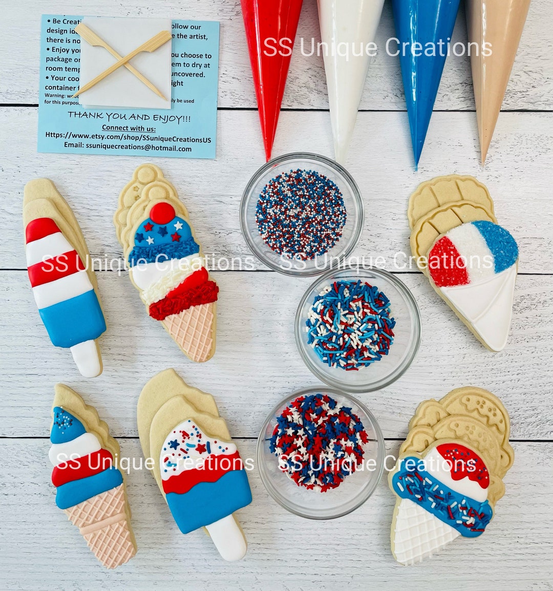 4th of July Cookie Decorating Kit, DIY Memorial Day Decorating Cookies ...