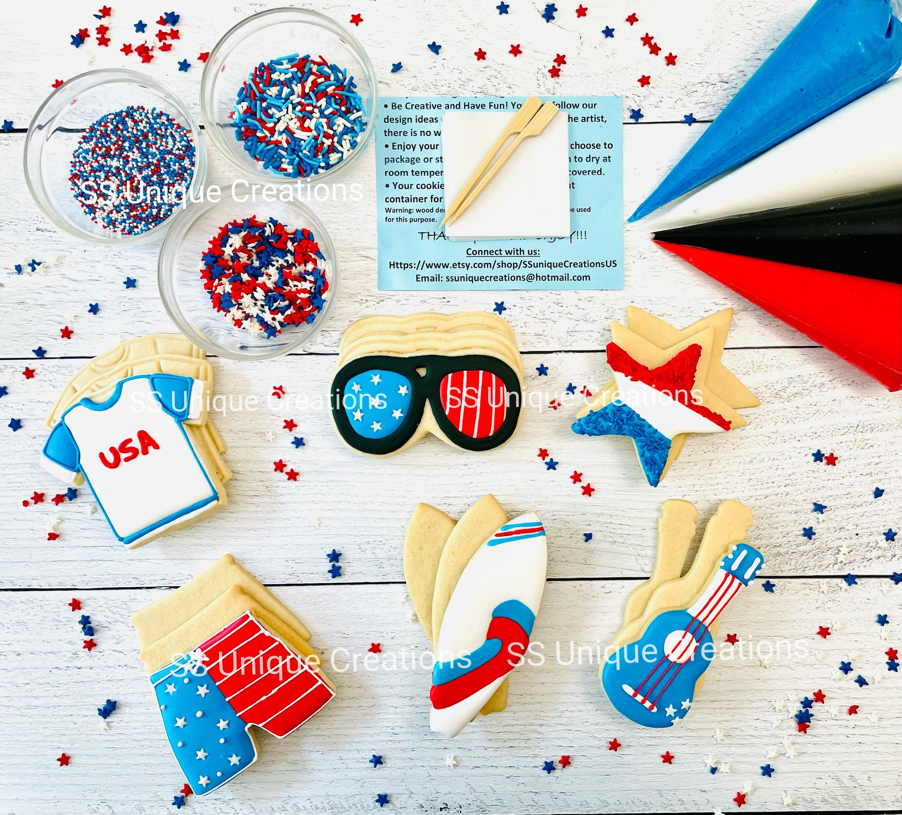 4th of July Day Cookie Decorating Kit, DIY Memorial Day Decorating ...