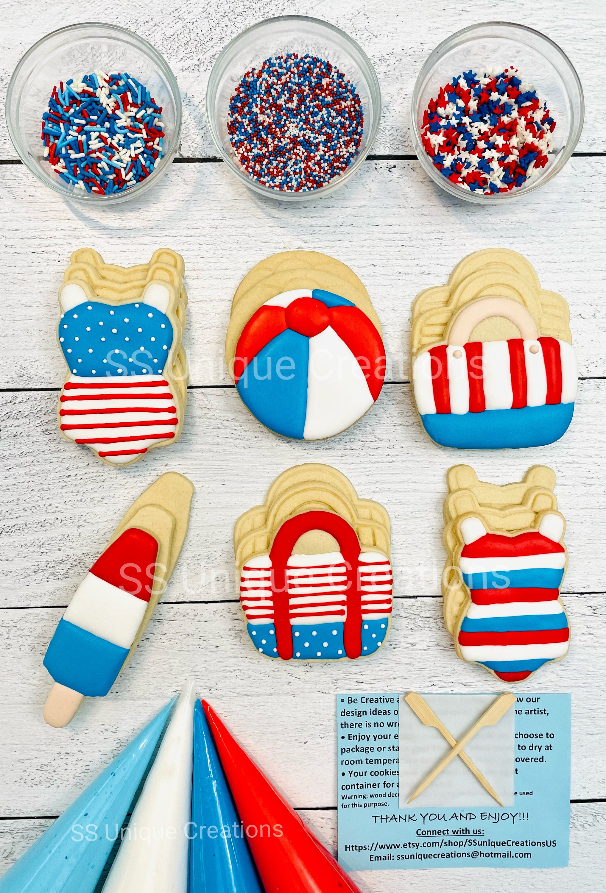 4th of July Cookie Decorating Kit, DIY Memorial Day Decorating Cookies ...