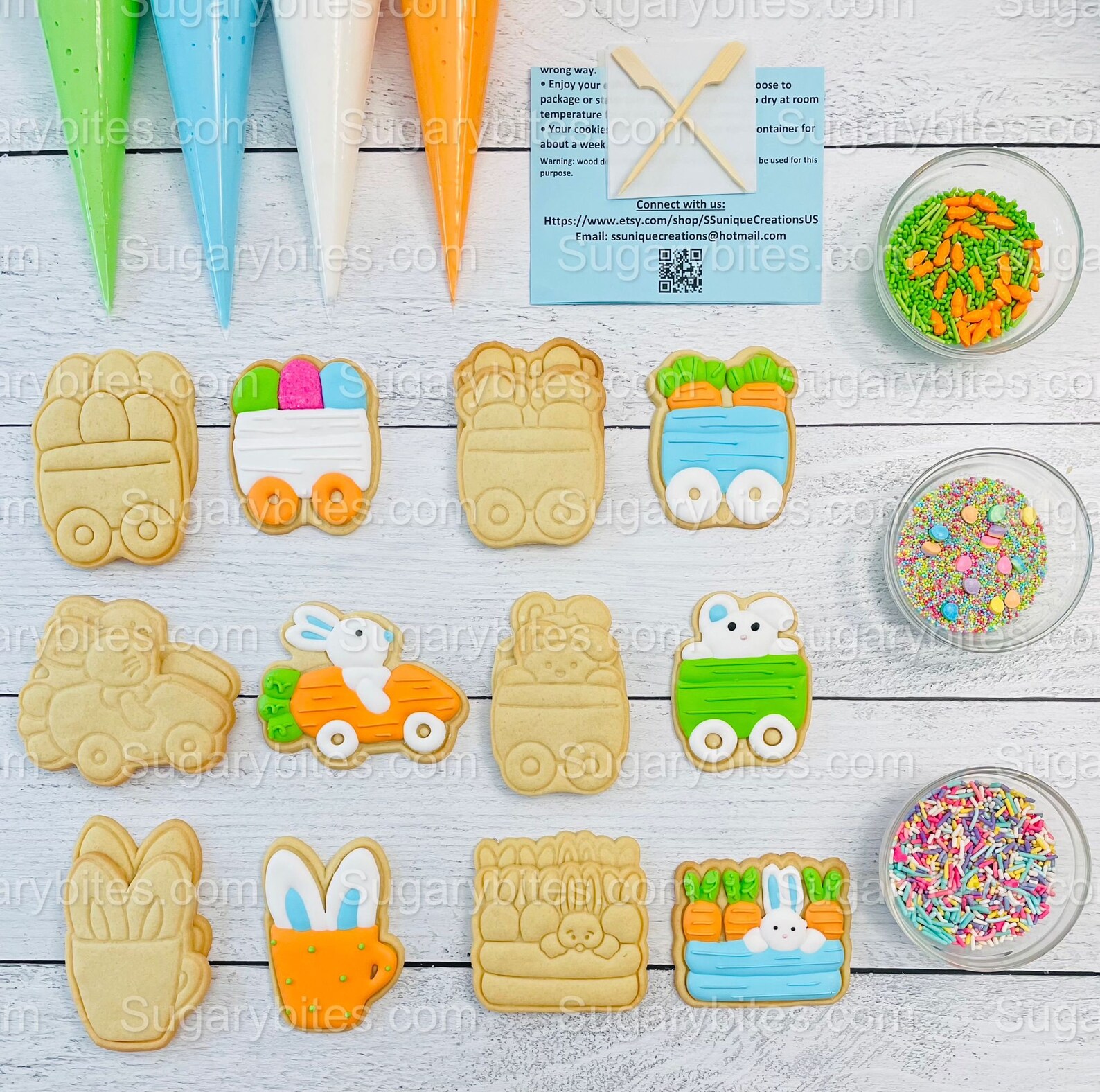 Easter Cookie Decorating Kit, Easter DIY Cookie Kit, **INCLUDES 24 ...
