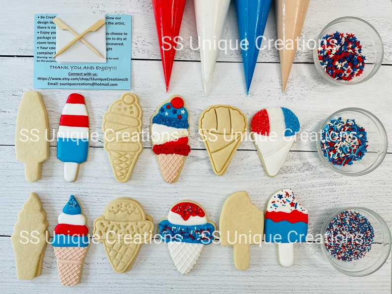 4th of July Cookie Decorating Kit, DIY Memorial Day Decorating Cookies ...