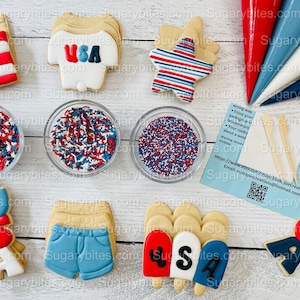 4th of July Day Cookie Decorating Kit, DIY Cookies Kit, (large Cookies ...