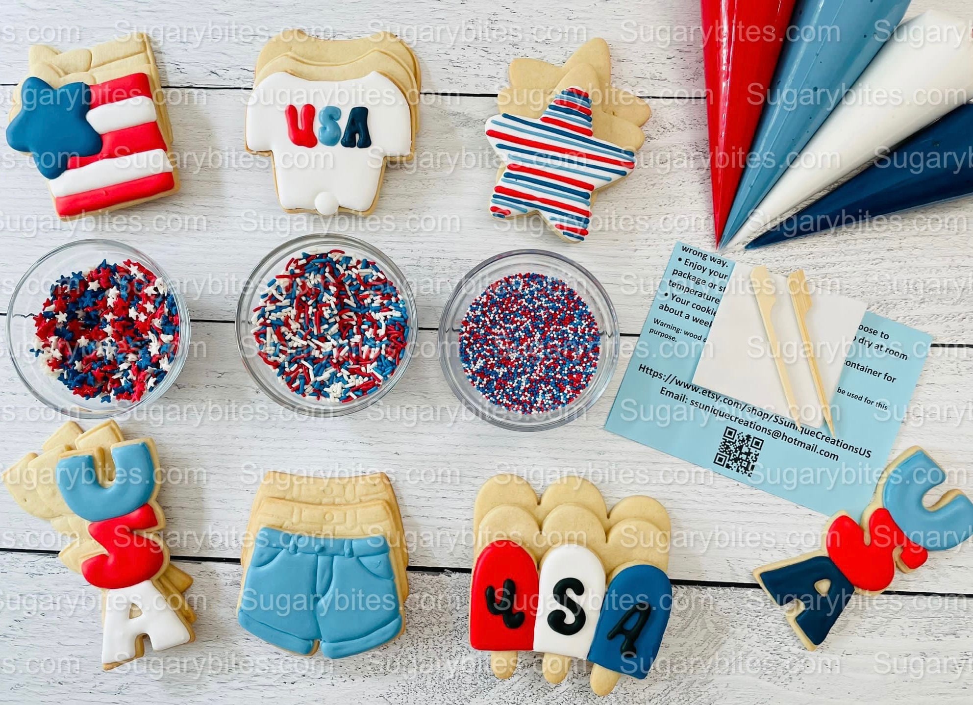 4th of July Day Cookie Decorating Kit, DIY Cookies Kit, (large Cookies ...