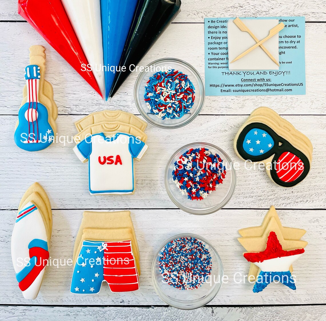 4th of July Day Cookie Decorating Kit, DIY Memorial Day Decorating ...