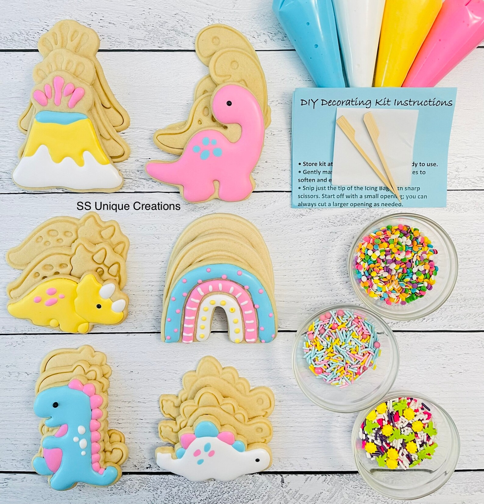 Dinosaur Cookie Decorating Kit, Dino-mite DIY Cookie Kit, Dinosaur B ...