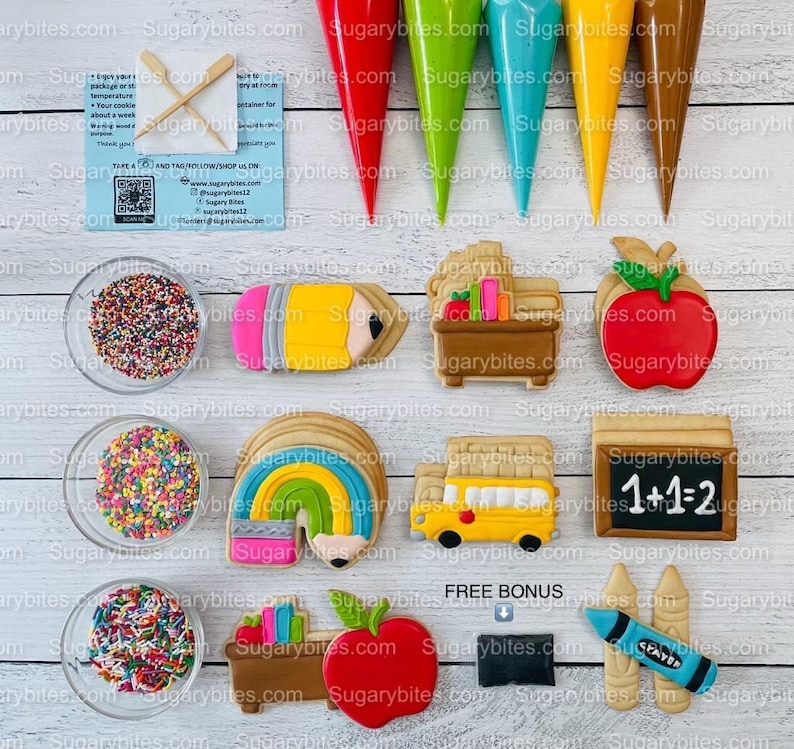 Back to School Cookie Decorating Kit, ***INCLUDES 28 ITEMS***** (large ...