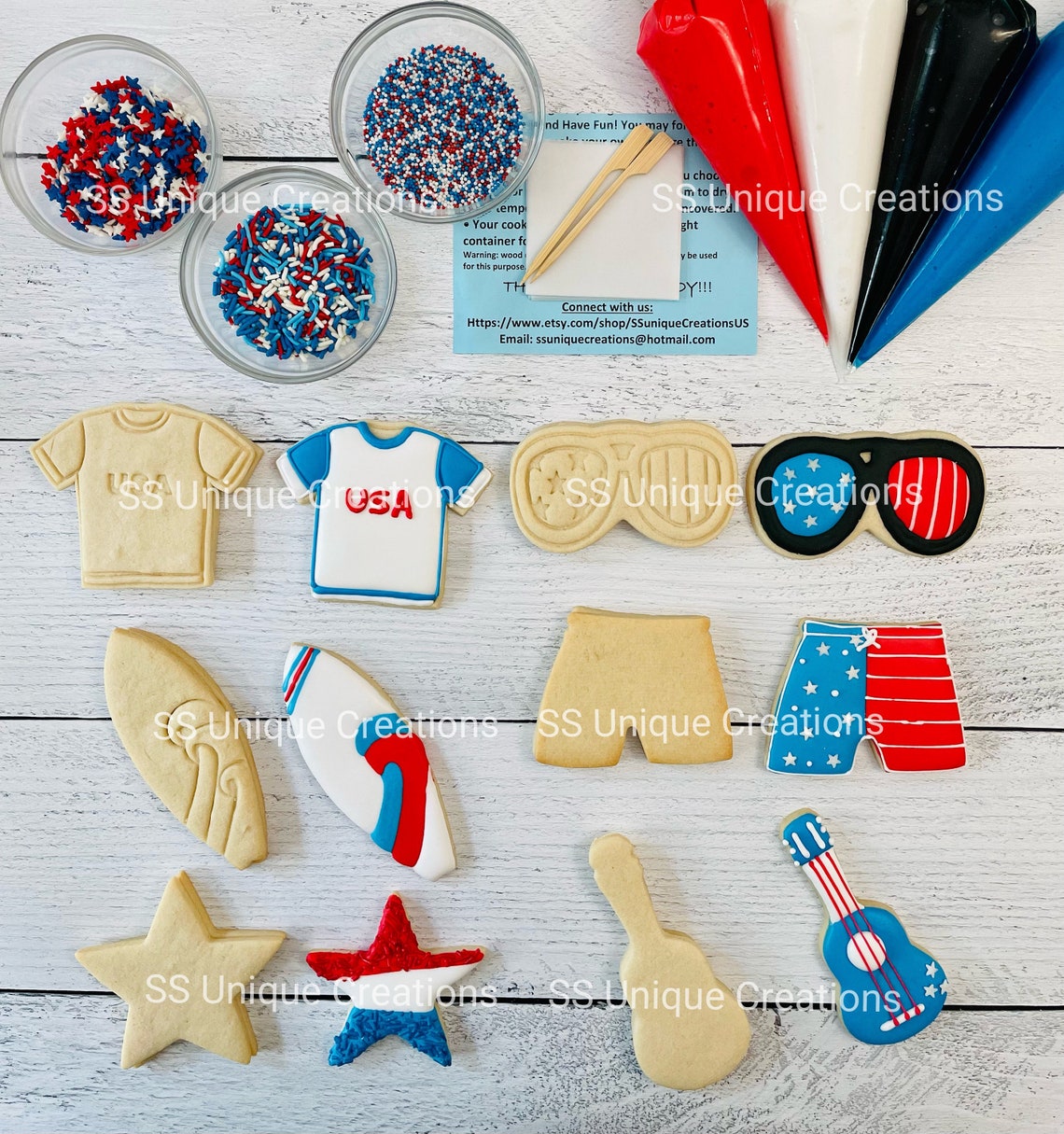 4th of July Day Cookie Decorating Kit, DIY Memorial Day Decorating ...