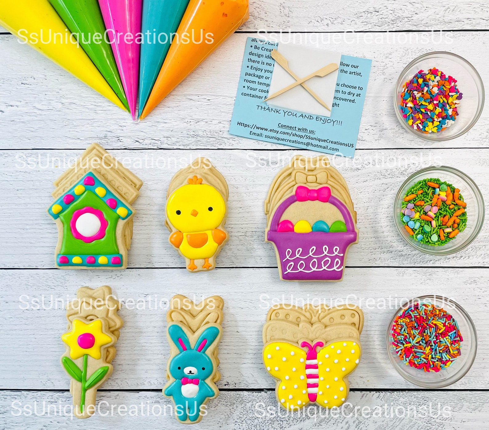 Spring Cookie Decorating Kit, DIY Cookie Kit, **INCLUDES 25 ITEMS ...