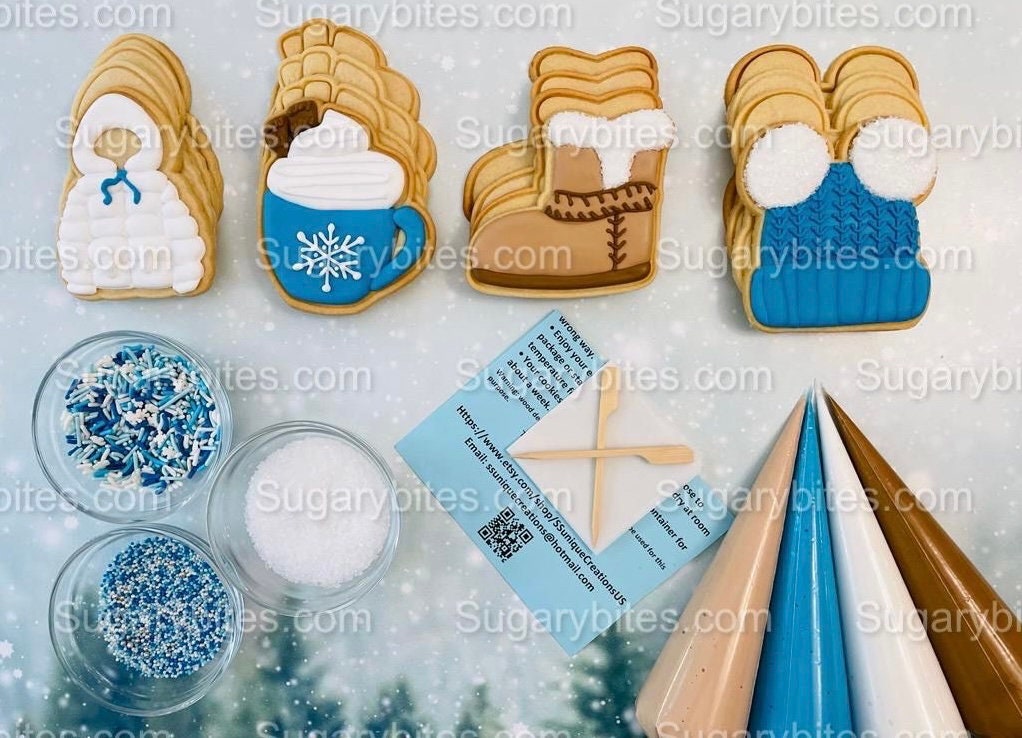 Winter Cookie Decorating Kit Winter DIY Cookie Kit large - Etsy