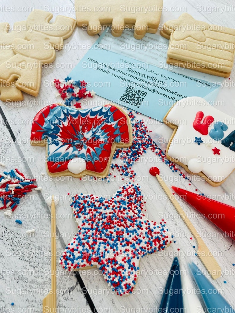 4th of July Day Cookie Decorating Kit, DIY Cookies Kit, (large Cookies ...
