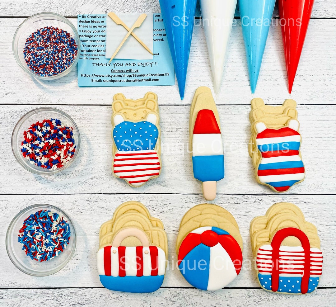 4th of July Cookie Decorating Kit, DIY Memorial Day Decorating Cookies ...