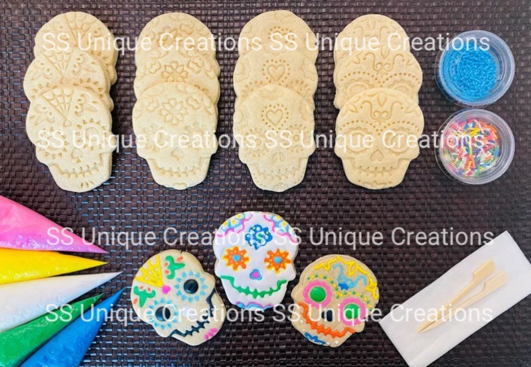 Halloween Cookie Decorating Kit, Sugar Skull Cookies, Día De Los ...