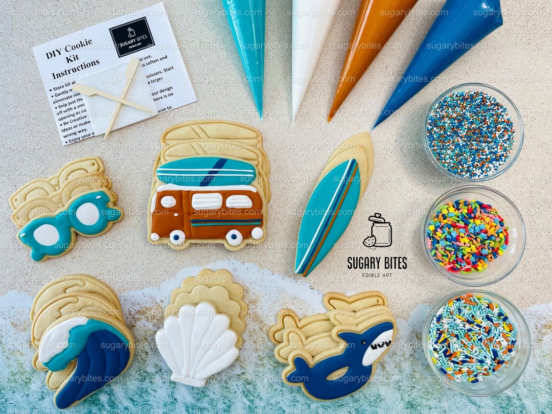 Surfing Cookies, Summer Cookie Decorating Kit, ***INCLUDES 24 ITEMS ...