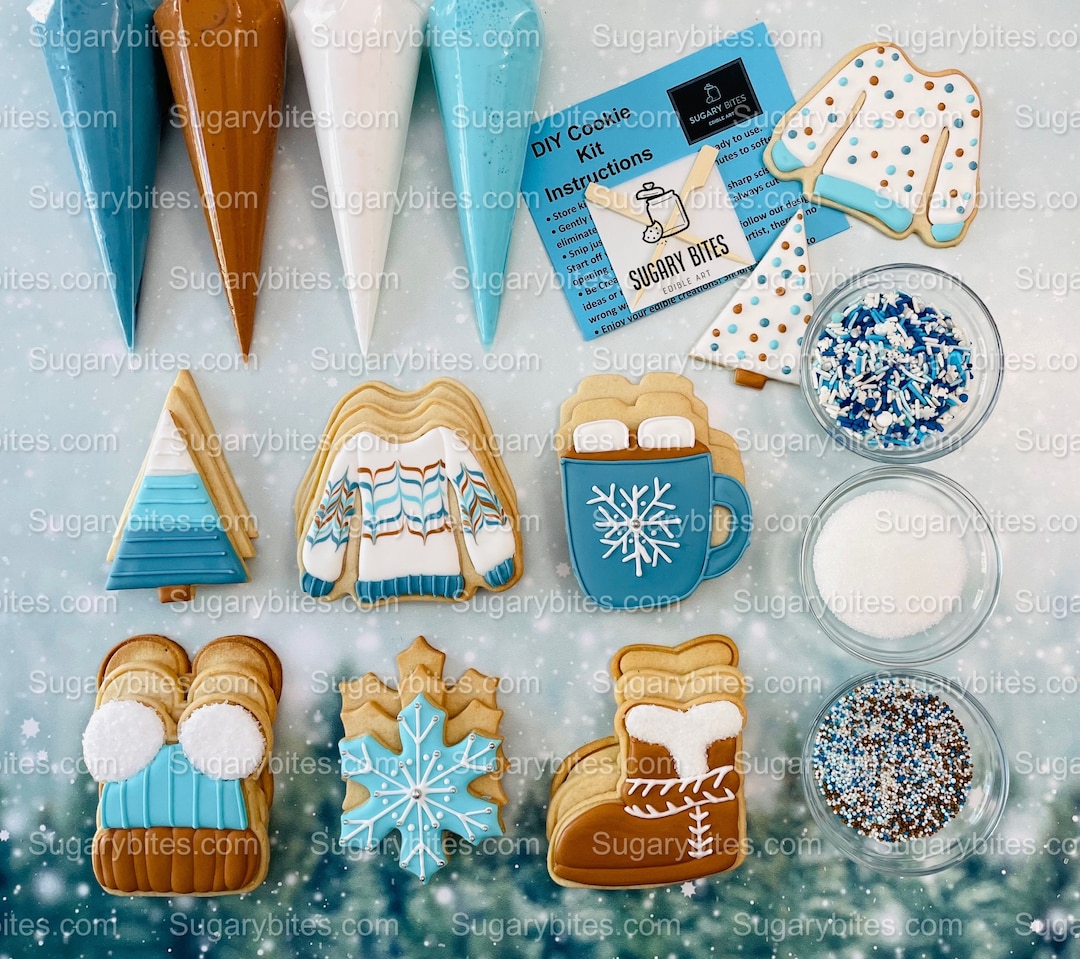 Winter Cookie Decorating Kit, Winter DIY Cookie Kit, large Cookies ...