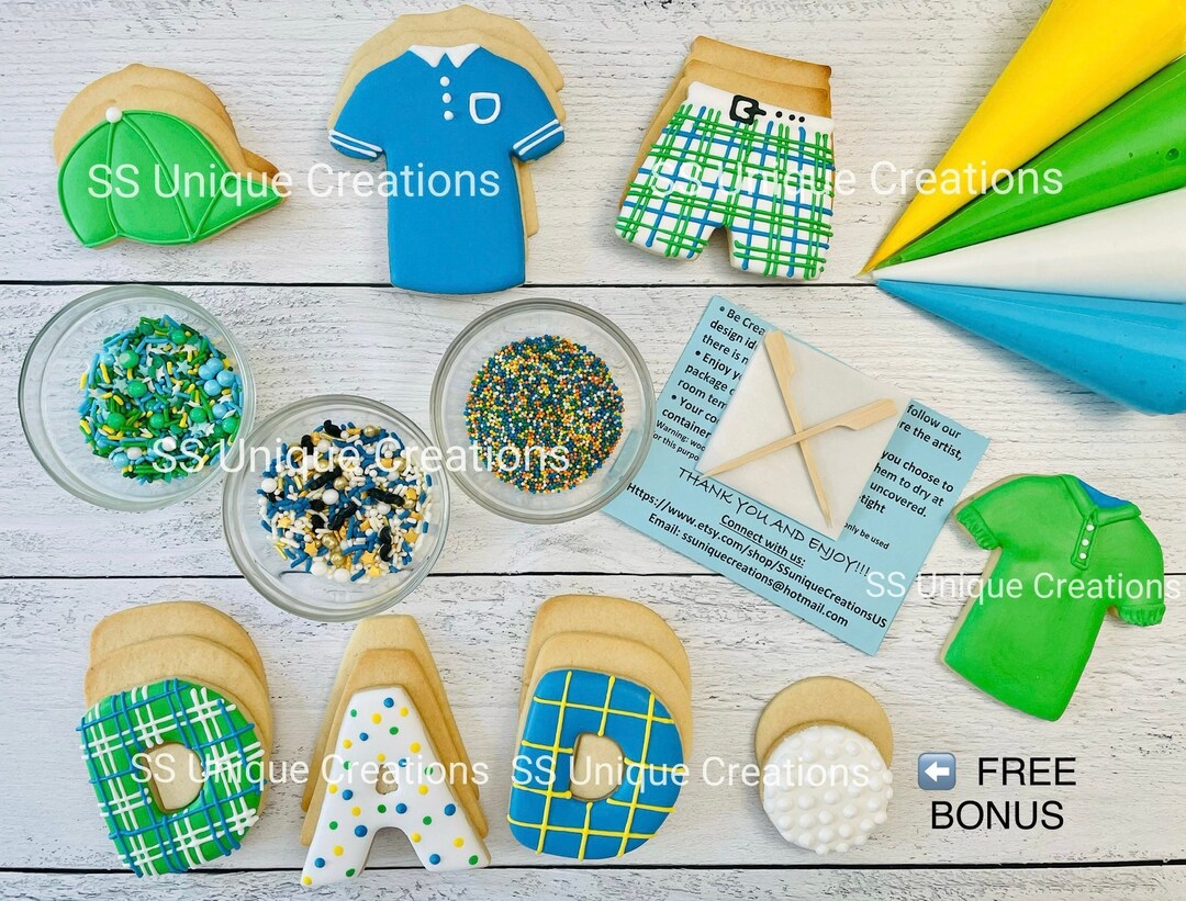 Fathers Day Cookie Decorating Kit, DIY Golf Cookies Kit, (large Cookies ...