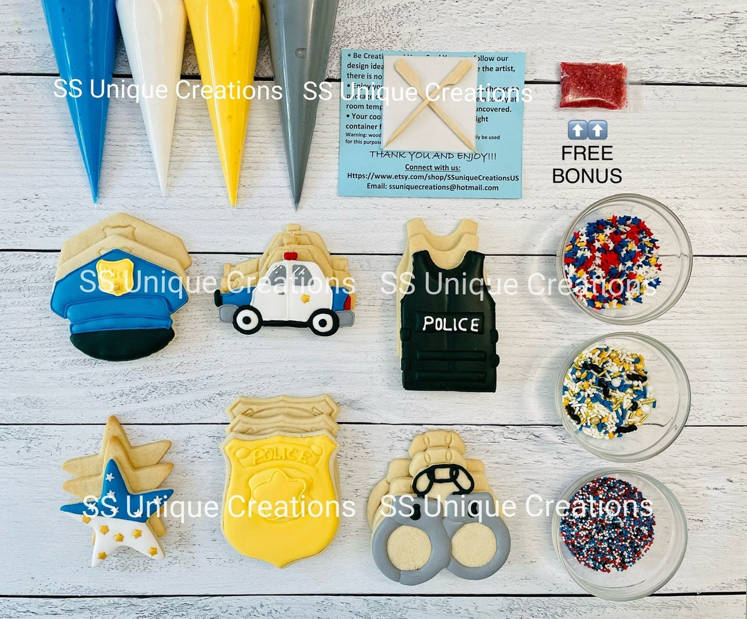 Police Cookie Decorating Kit, DIY Decorating Cookies Kit, (large ...