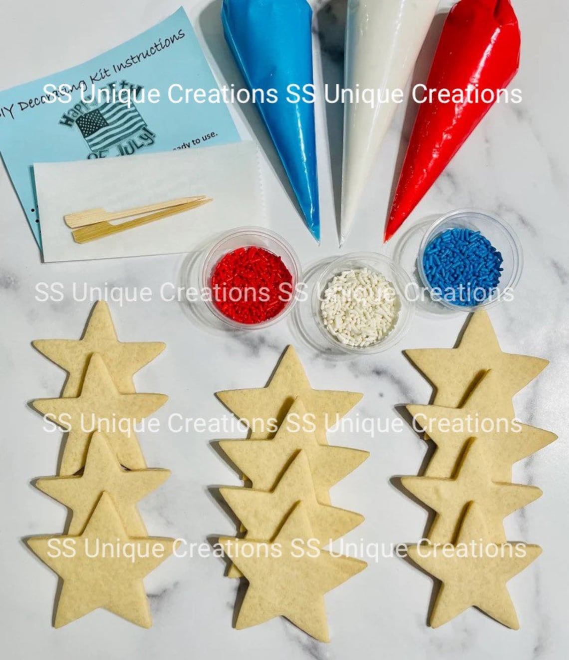 4th of July Cookie Decorating Kit, Patriotic Cookie Decorating Kit, DIY ...