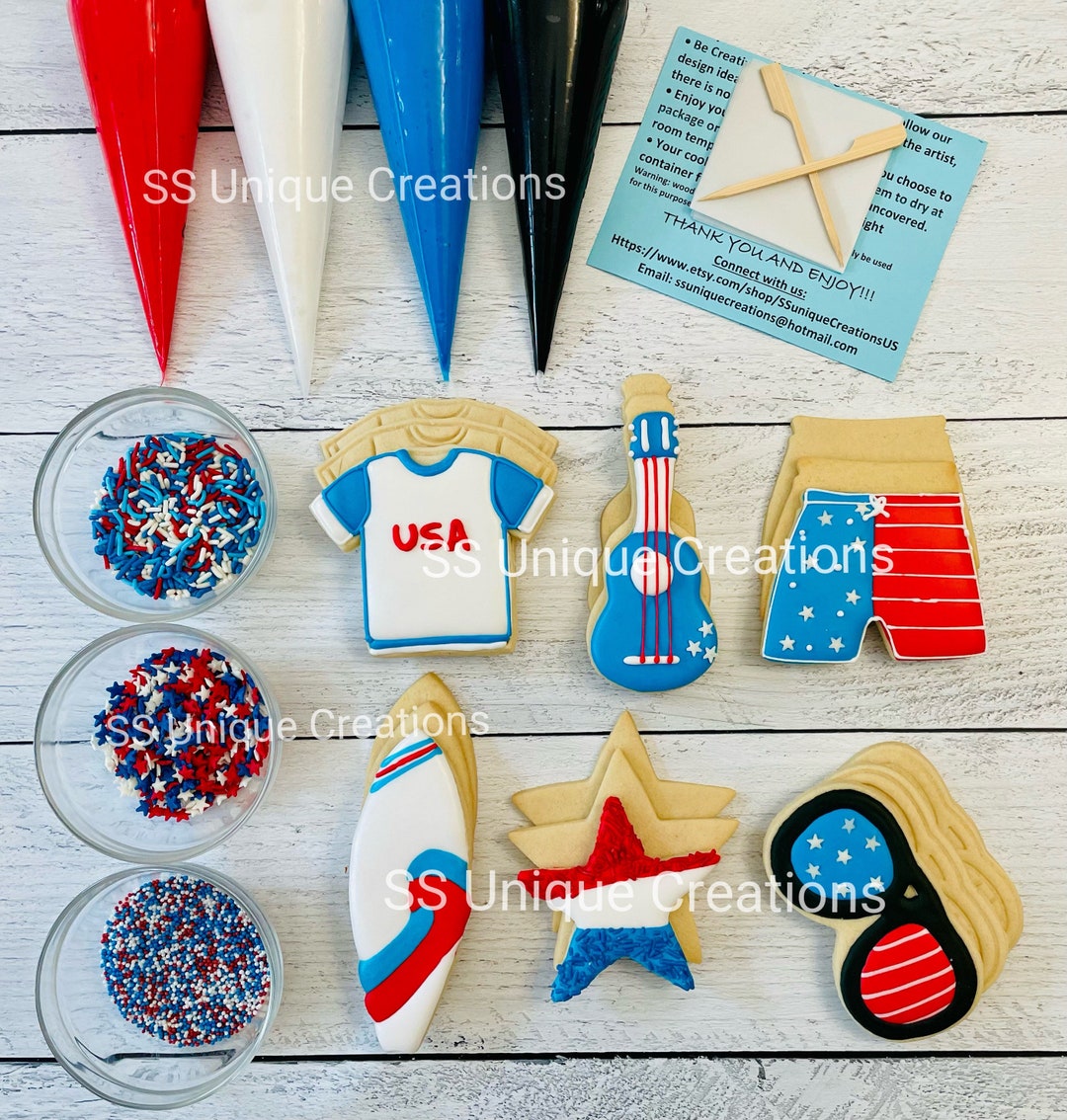 4th of July Day Cookie Decorating Kit, DIY Memorial Day Decorating ...