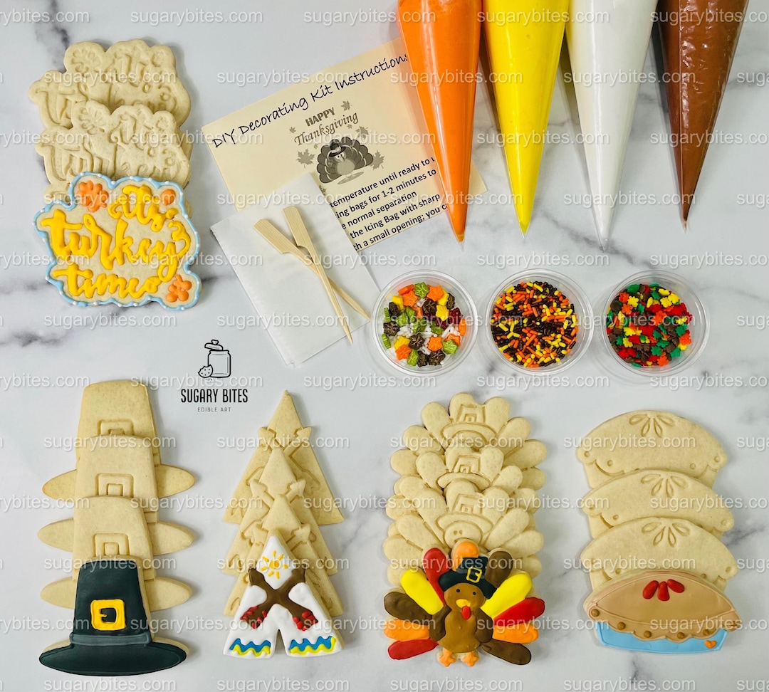 Thanksgiving Cookie Decorating Kit, Thanksgiving DIY Cookie Kit, Fall ...