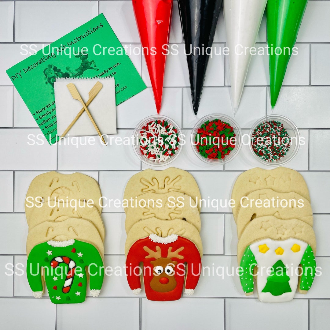 Ugly Sweater Cookie Decorating Kit (large Cookies) ,**INCLUDES 24 ITEMS ...