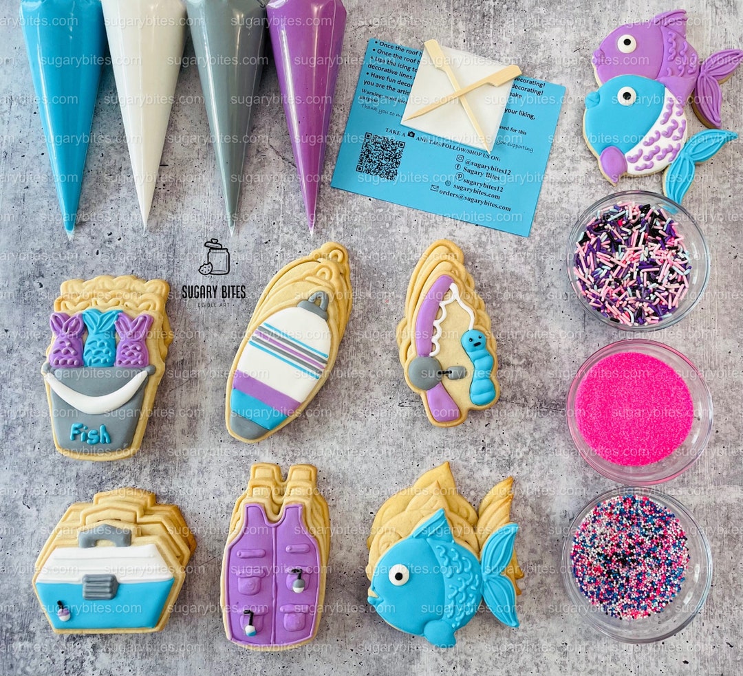 Fishing Cookie Decorating Kit, DIY Fishing Sugar Cookie Kit, **INCLUDES ...