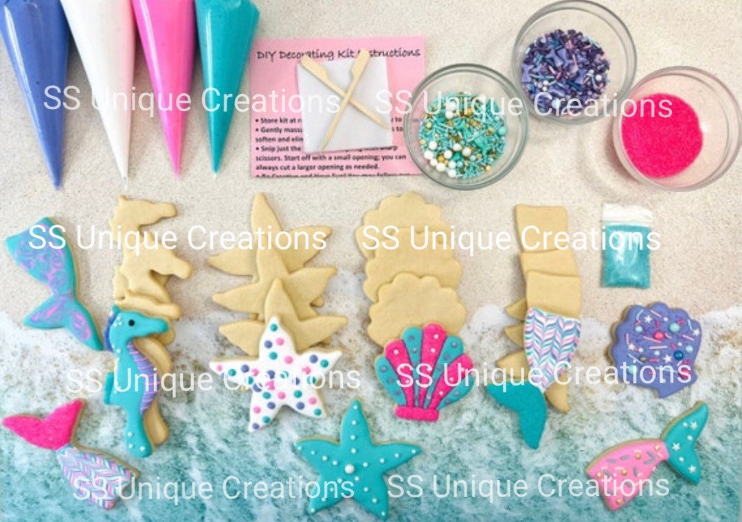 Mermaid Cookie Decorating Kit, Sprinkles, Royal Icing - Etsy