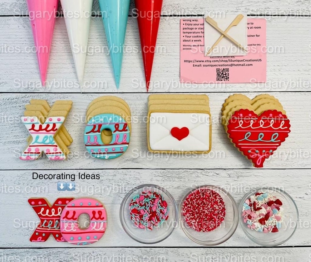 Valentine’s Day Cookie Decorating Kit, Valentines DIY Cookie Kit ...
