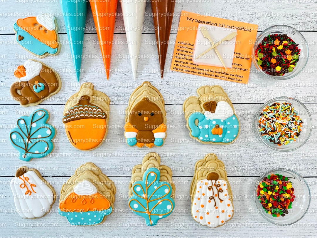 Fall Cookie Decorating Kit, Thanksgiving DIY Cookie Kit ***INCLUDES 24 ...