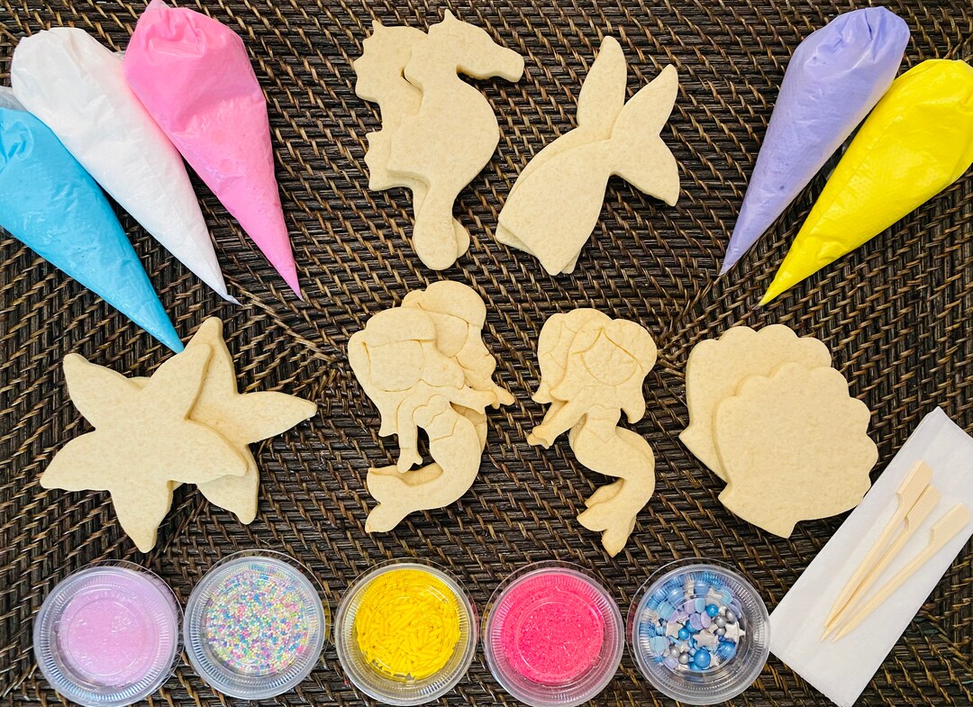 Mermaid Cookies, Mermaid DIY Cookie Decorating Kit, Ocean Cookies Kit ...