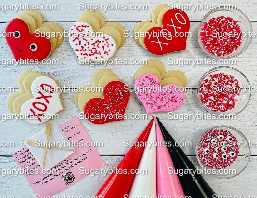 Valentines Day Cookie Decorating Kit, DIY Valentine Cookie Decorating ...