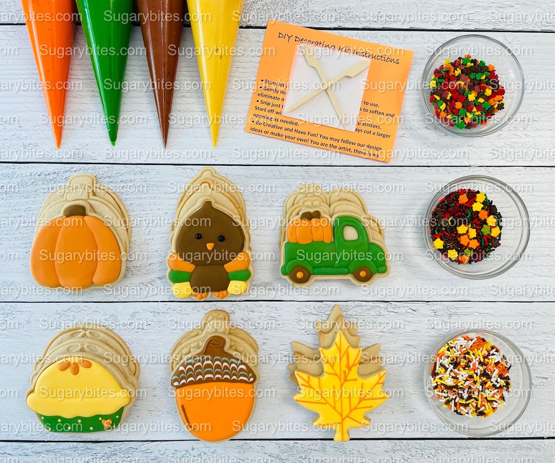 Fall Cookie Decorating Kit, ***INCLUDES 24 ITEMS*** (large Cookies ...