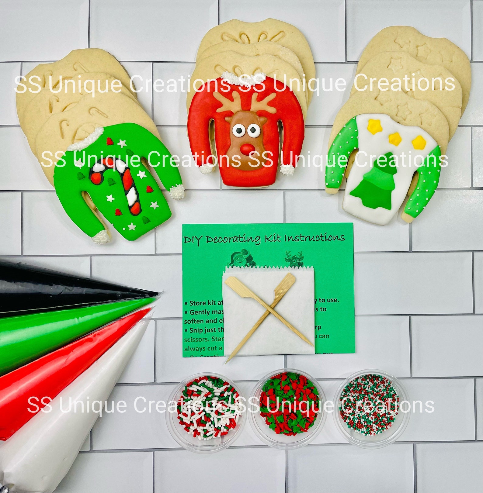 Ugly Sweater Cookie Decorating Kit (large Cookies) ,**INCLUDES 24 ITEMS ...