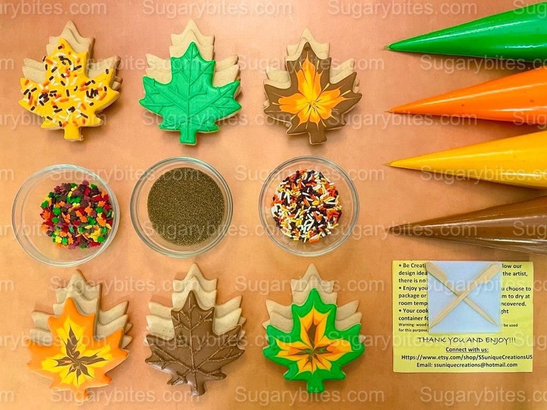Fall Cookie Decorating Kit, Maple Leaf Cookies, Sprinkles & Icing - Etsy